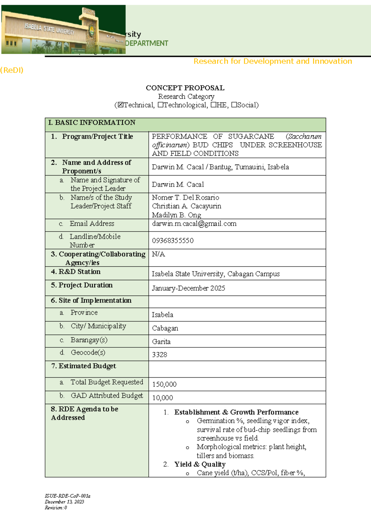 Performance of Sugarcane Bud Chips (Saccharum officinarum) Under Field ...