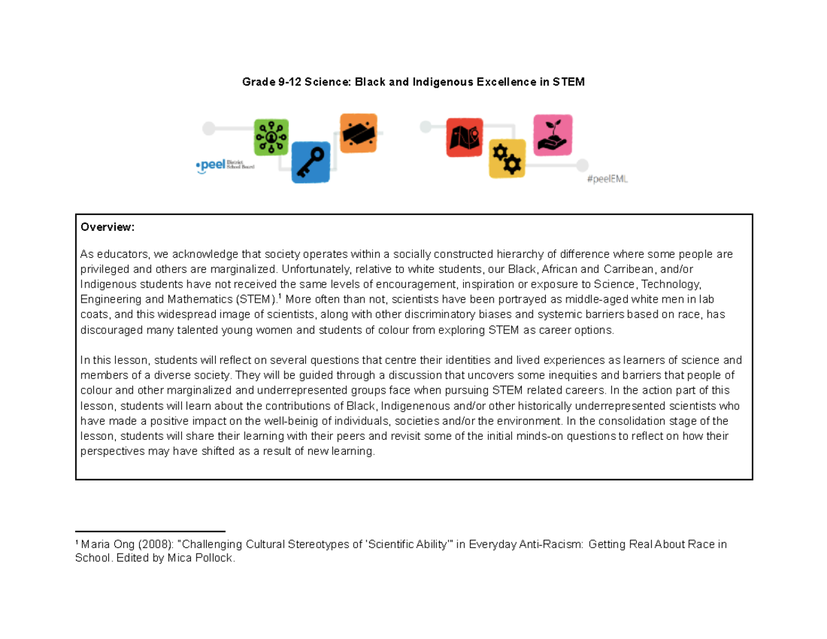 Grade 9-12 Science Lesson: Celebrating Black & Indigenous Excellence in ...