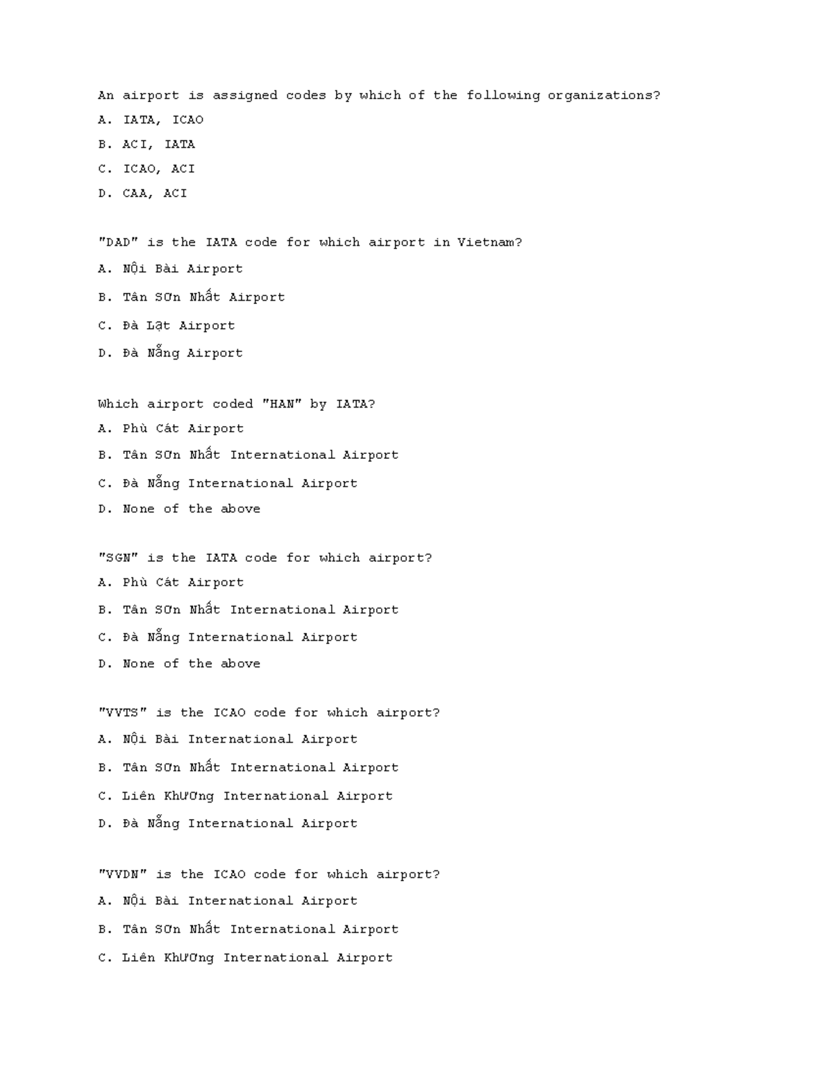 ENG Chapter 6 Review - Airport Codes and Operations Quiz - Studocu