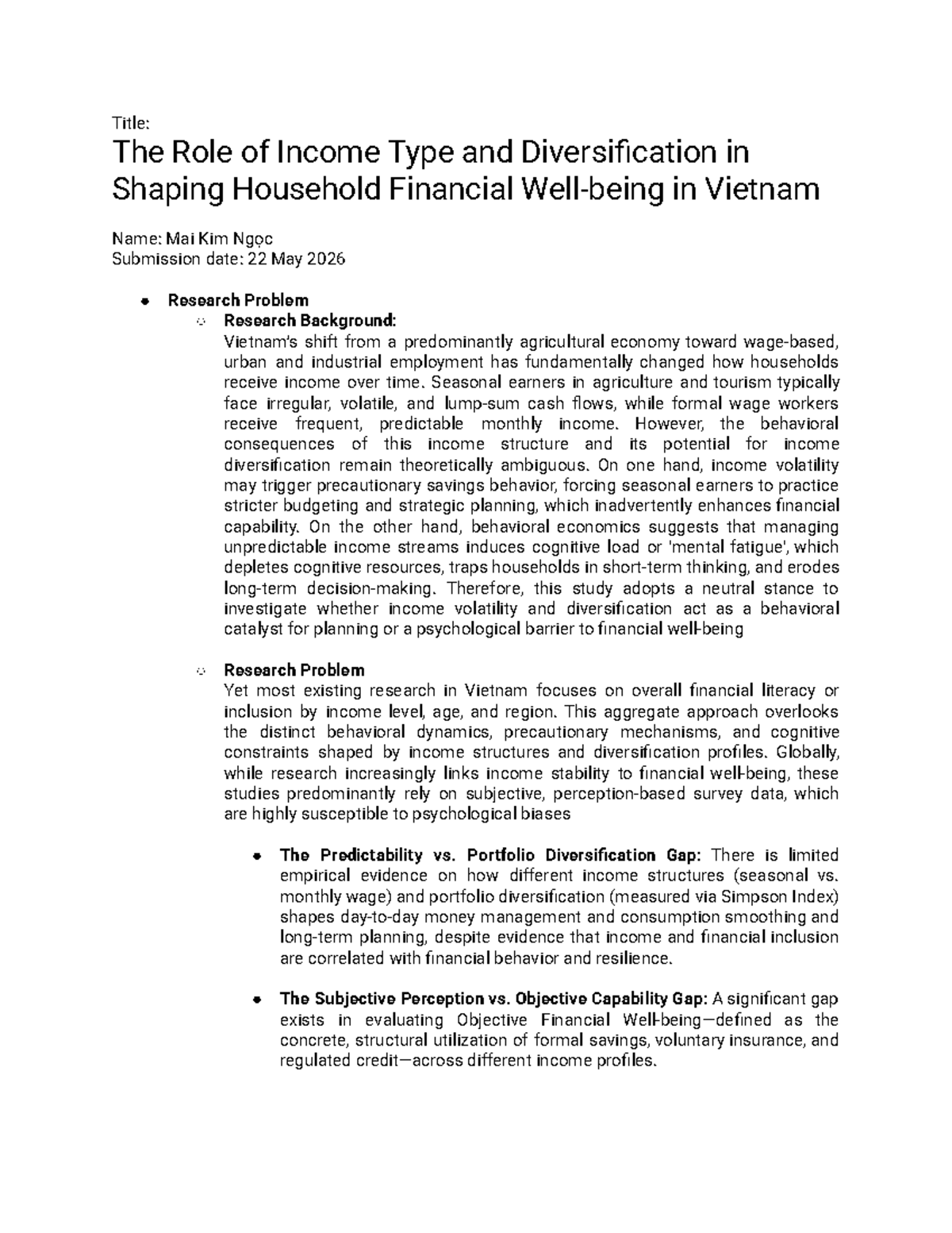 Title: MAI KIM NGỌC - The Impact of Income Types on Household Financial ...