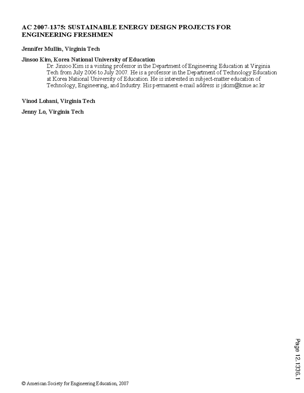 ENGR 1024 Sustainable Energy Design Projects for Freshmen - Studocu