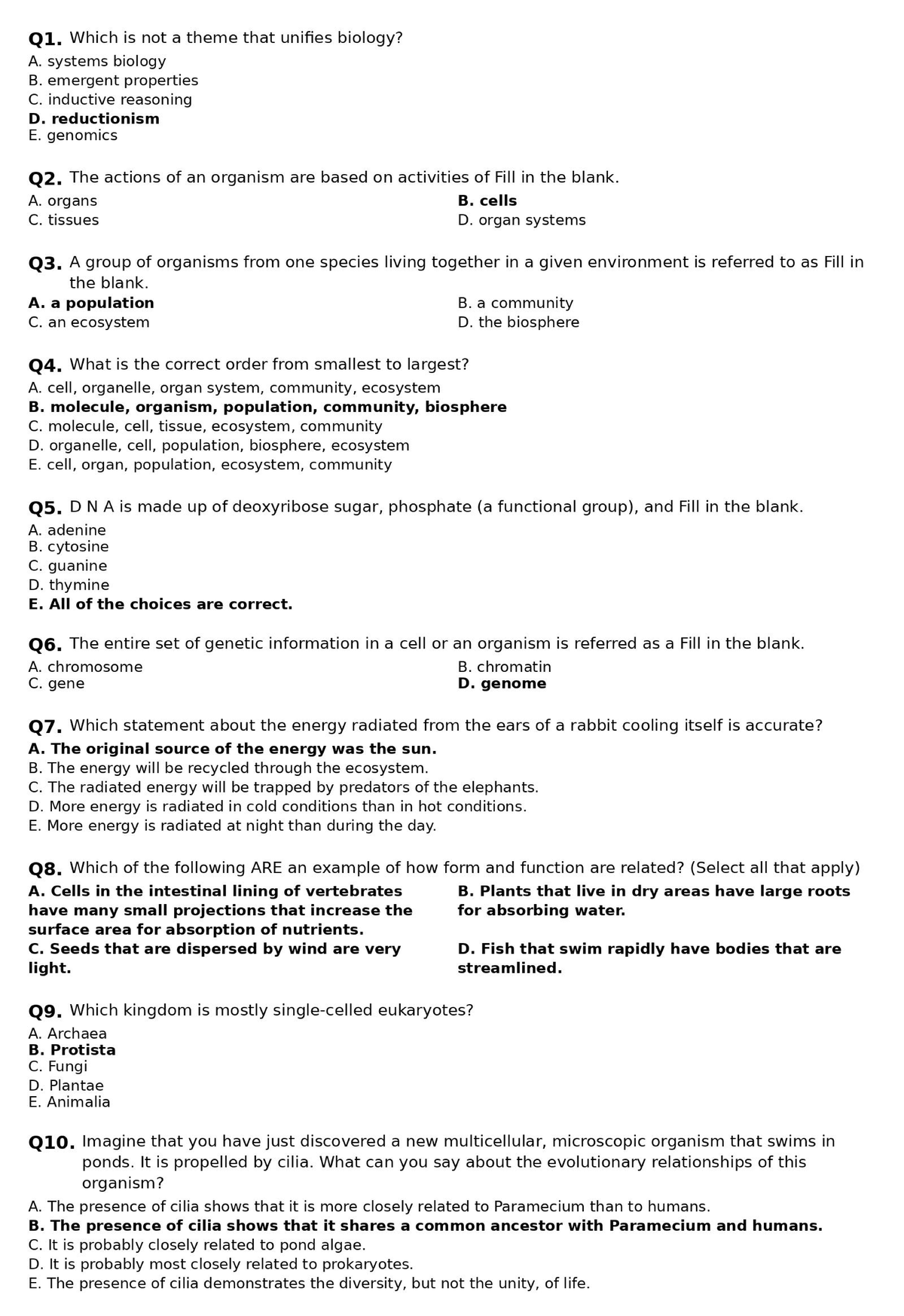 Final Exam Clicker Questions for Biology 101 - Studocu