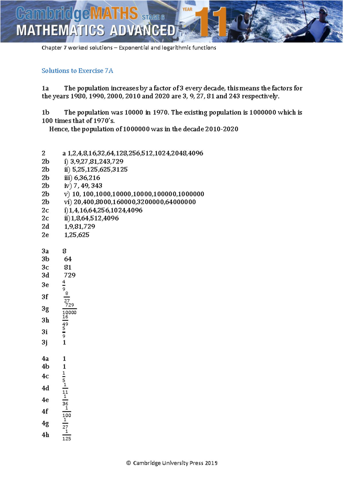 Chapter 7 Worked Solutions: Exponential & Logarithmic Functions - Studocu