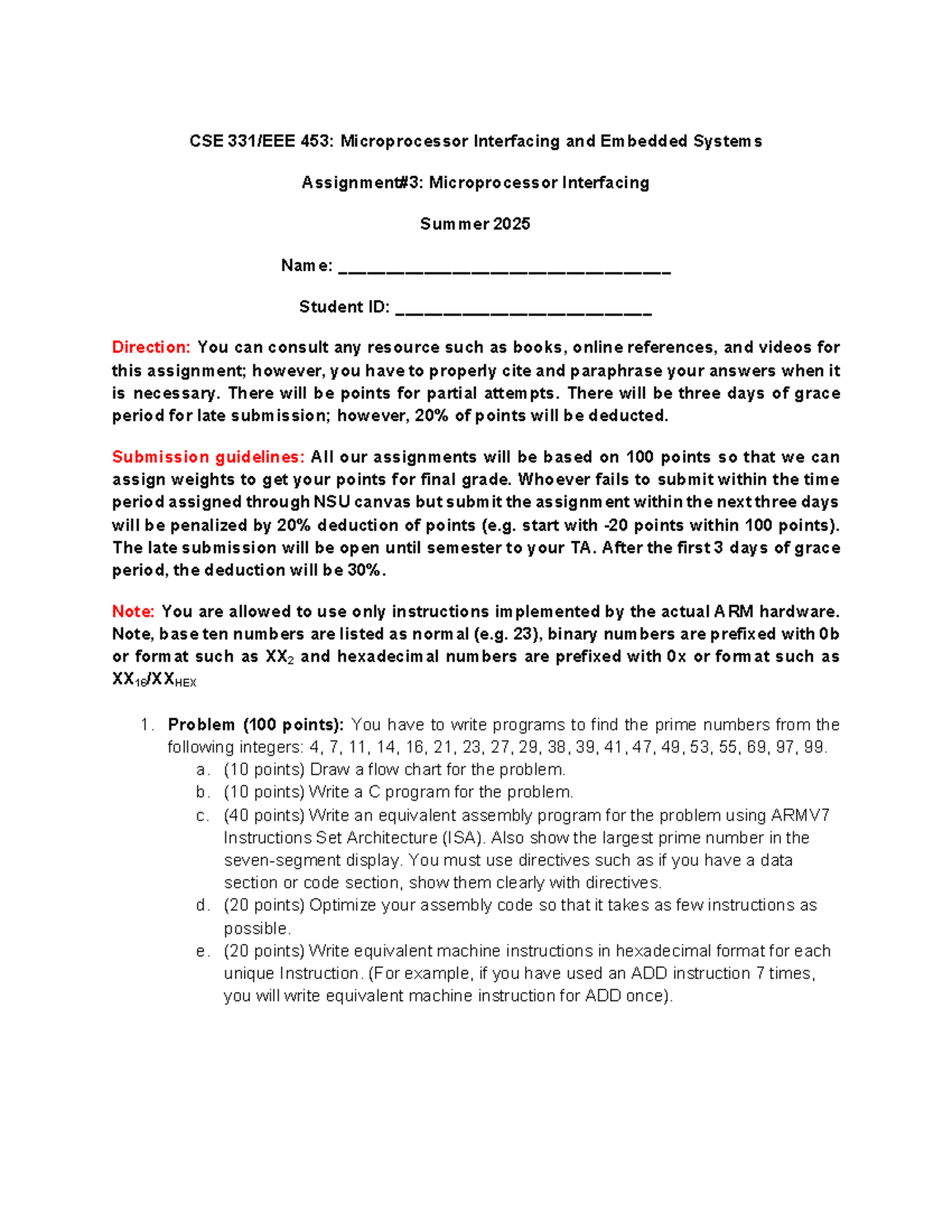 CSE 453: Microprocessor Interfacing Assignment on Prime Numbers - Studocu