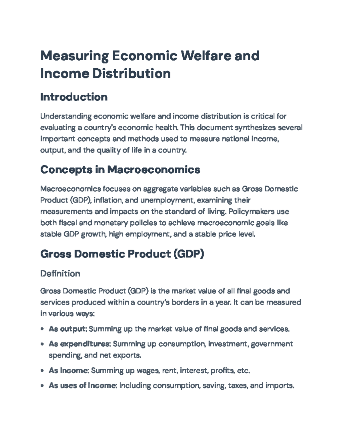 Economic Welfare and Income Distribution Analysis - Macro Concepts ...