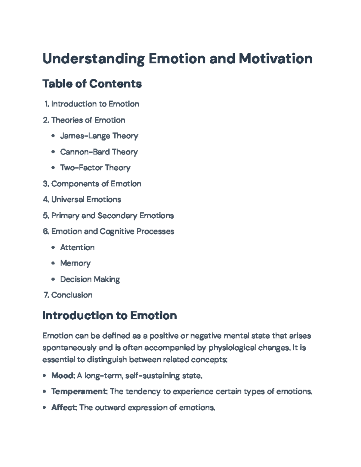 Understanding Emotion: Theories, Components, and Cognitive Processes ...