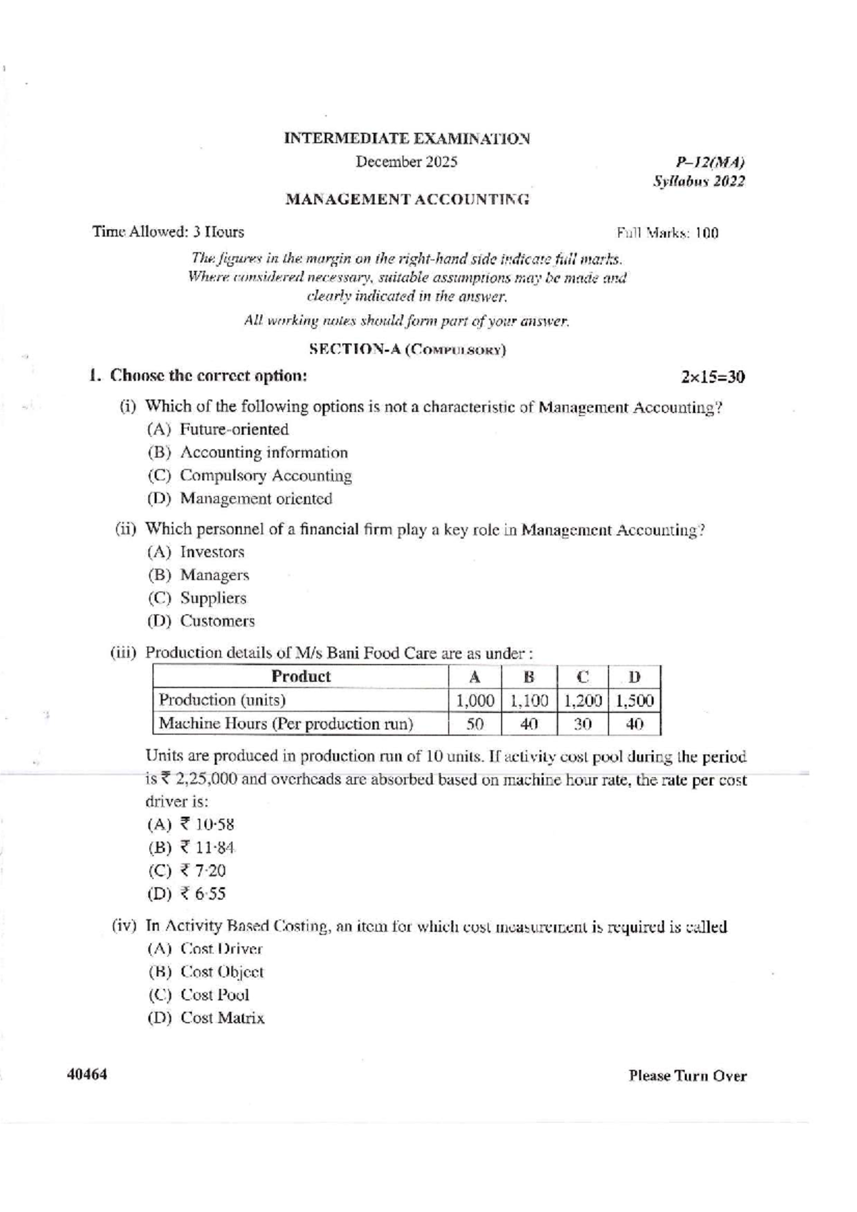 Paper 12 Management Accounting CMA Inter: December 2025 Exam Guide ...