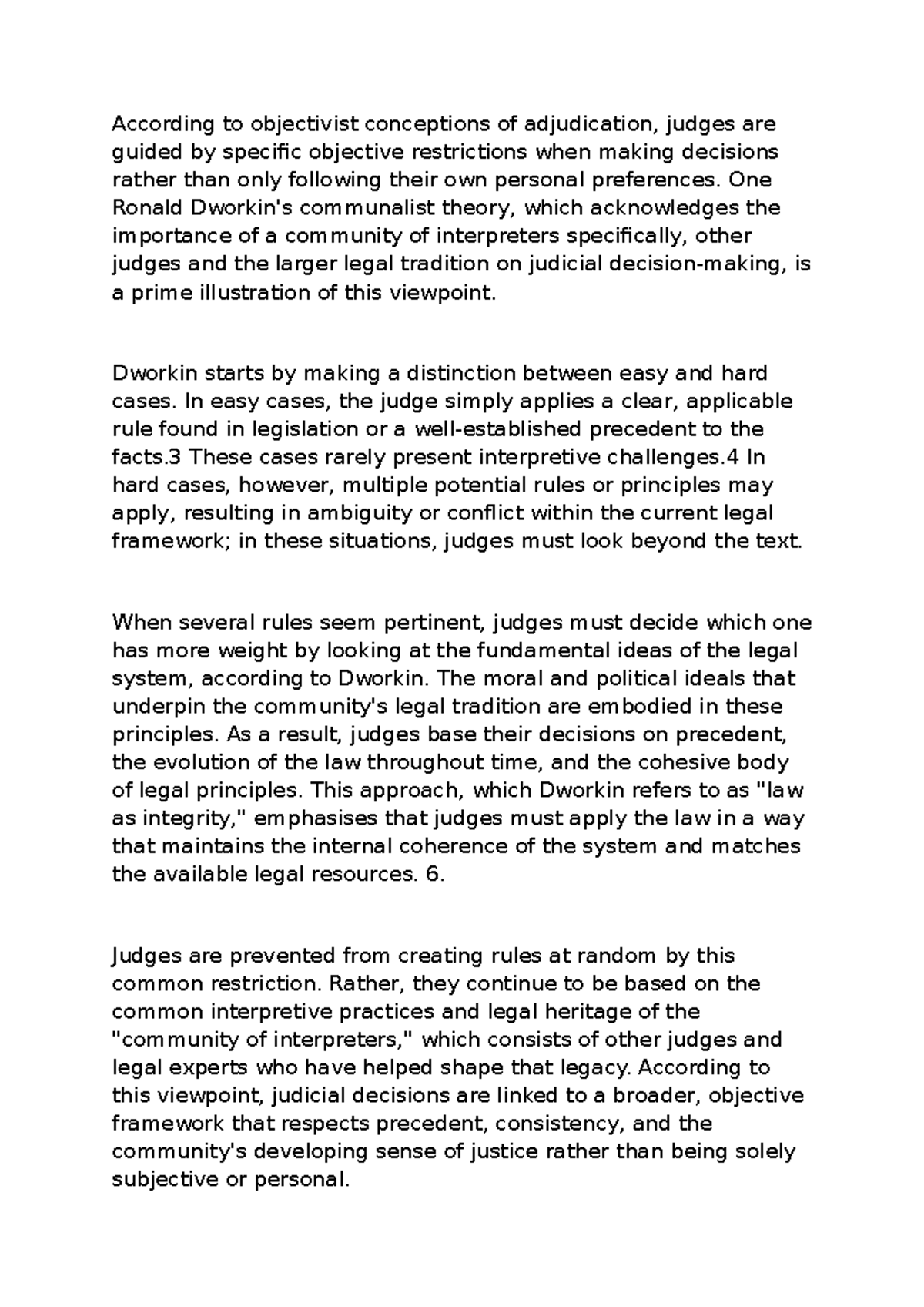 LJU Assignment 2: Objectivist and Communalist Theories of Adjudication ...