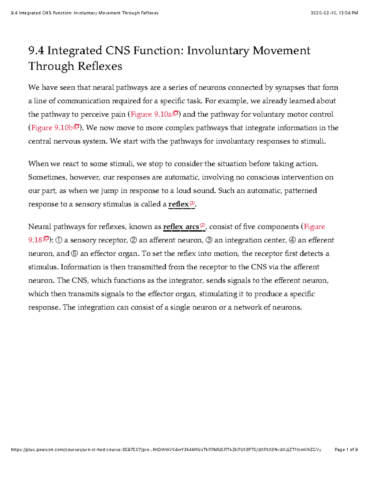 9.4 Integrated CNS Function: Involuntary Movement Through Reflexes ...