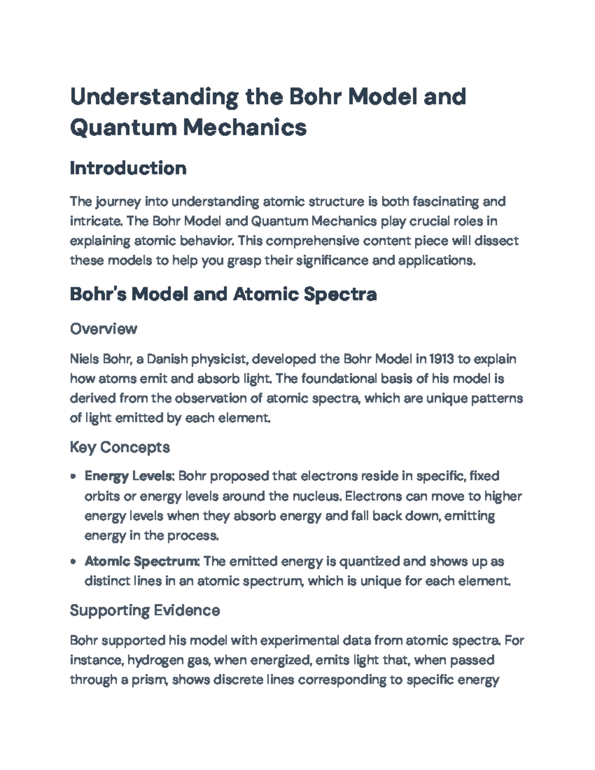 Bohr Model and Quantum Mechanics Overview for Chemistry 101 Final Exam ...
