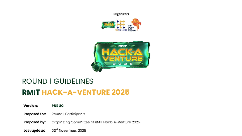 Hack-A-Venture 2025: Round 1 Guidelines for Participants - Studocu