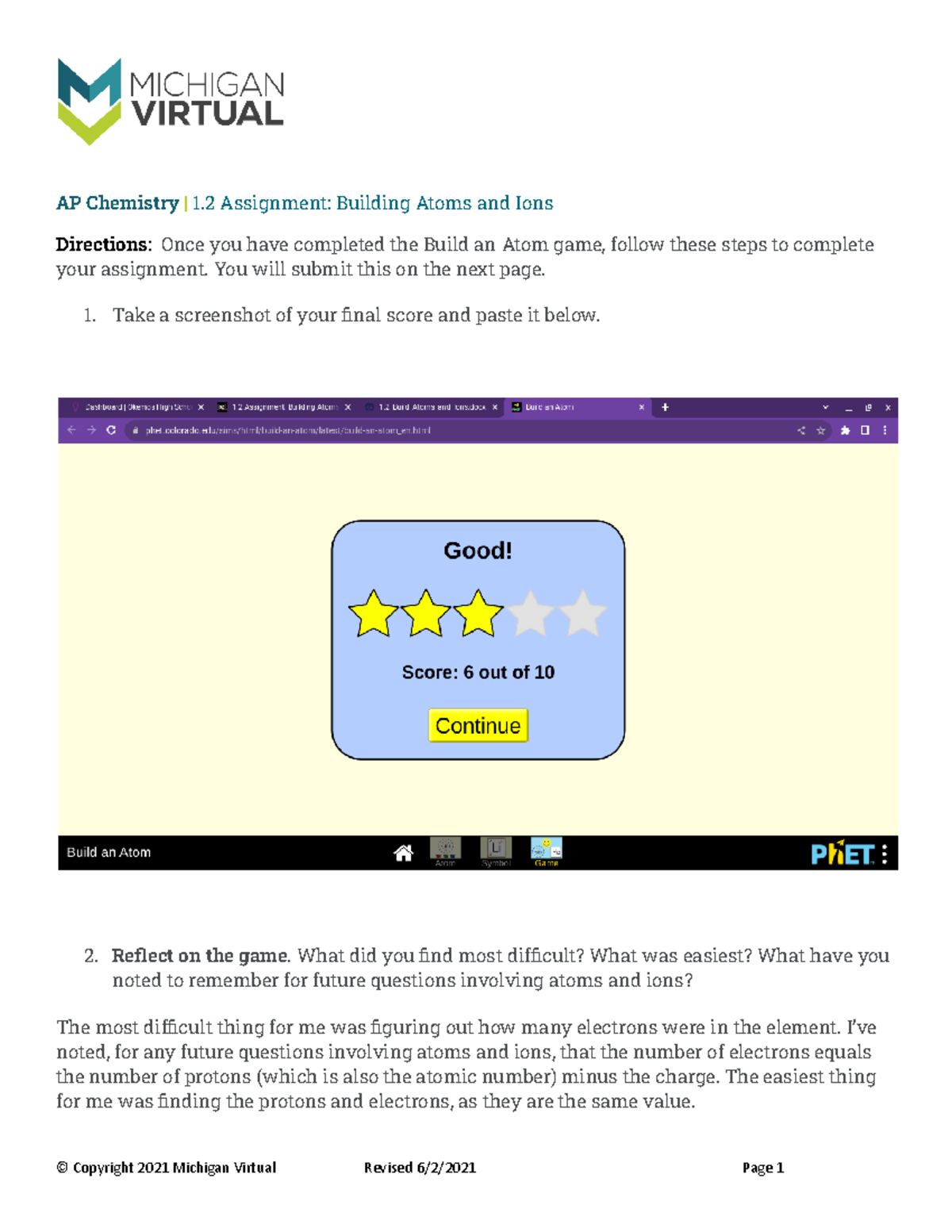 Atoms and molecules - AP Chemistry | 1 Assignment: Building Atoms and ...