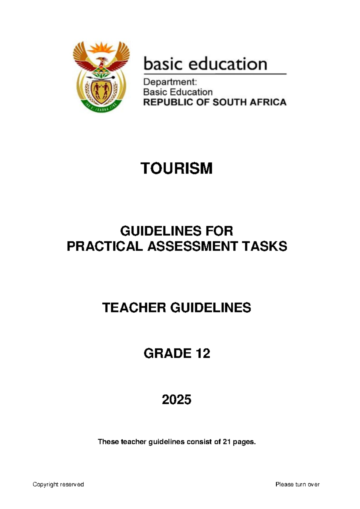 Tourism PAT GR 12 2025 Teacher Guidelines and Administration Notes ...