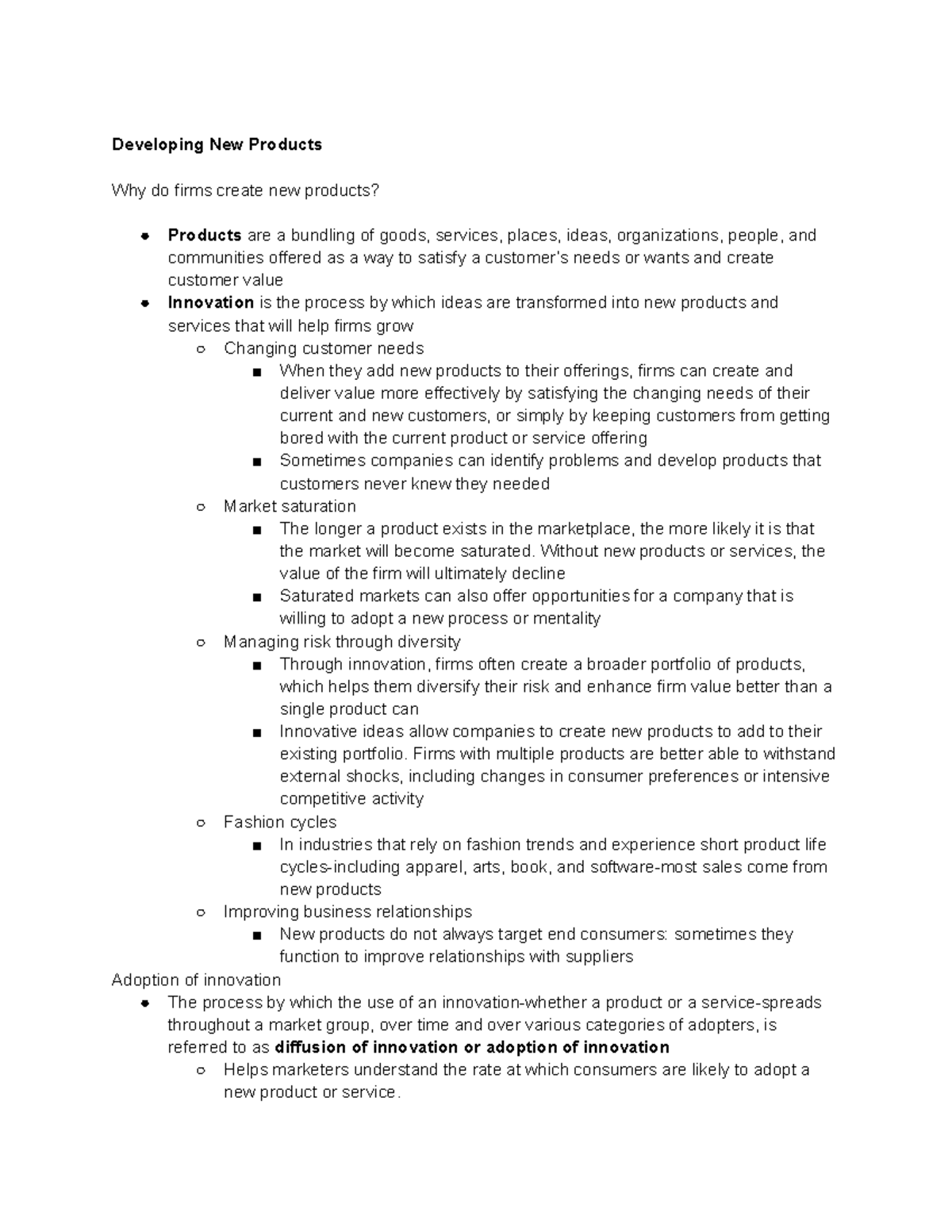 Final Exam - MOS 2320 New Product Development Lecture Notes - Studocu
