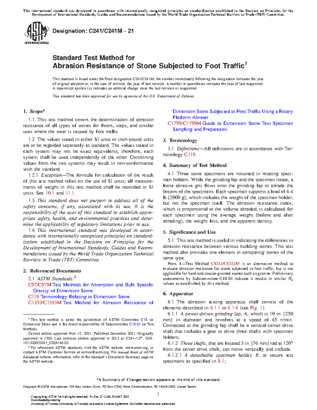 C 241 - C 241M - 21 Standard Test Method for Abrasion Resistance of ...