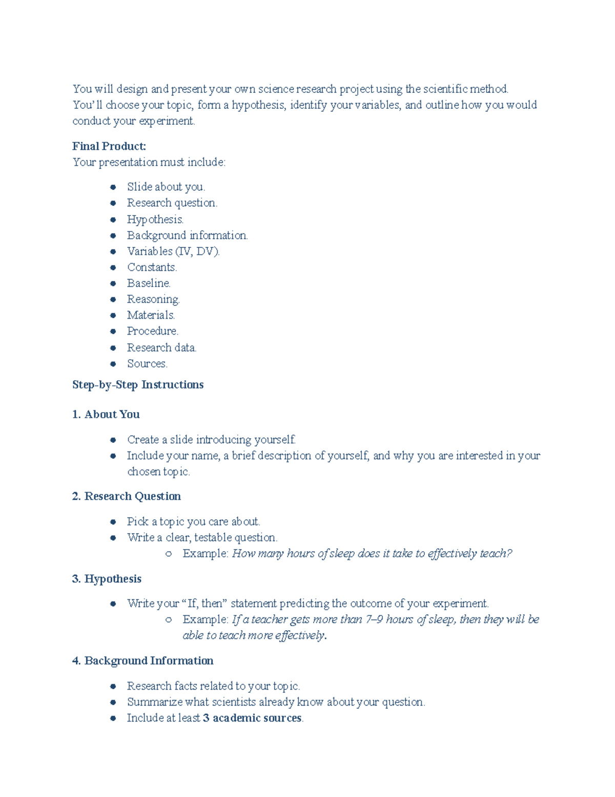 Scientific Method Project: Designing Your Research Presentation - Studocu