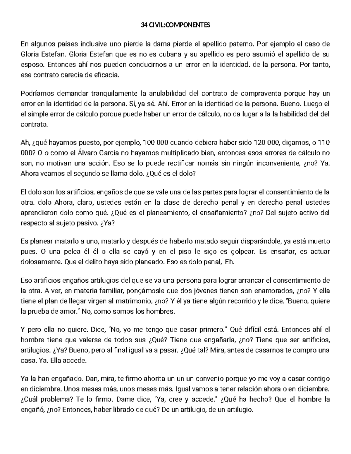 34 CIVIL: APUNTES SOBRE ERROR, DOLO Y VIOLENCIA EN CONTRATOS - Studocu