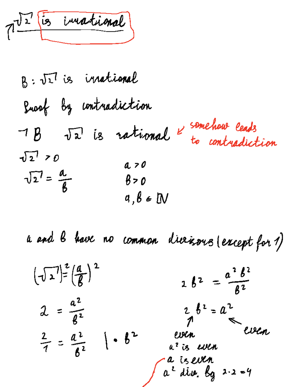 MATH 101: Proof by Contradiction of Irrational Numbers - Studocu
