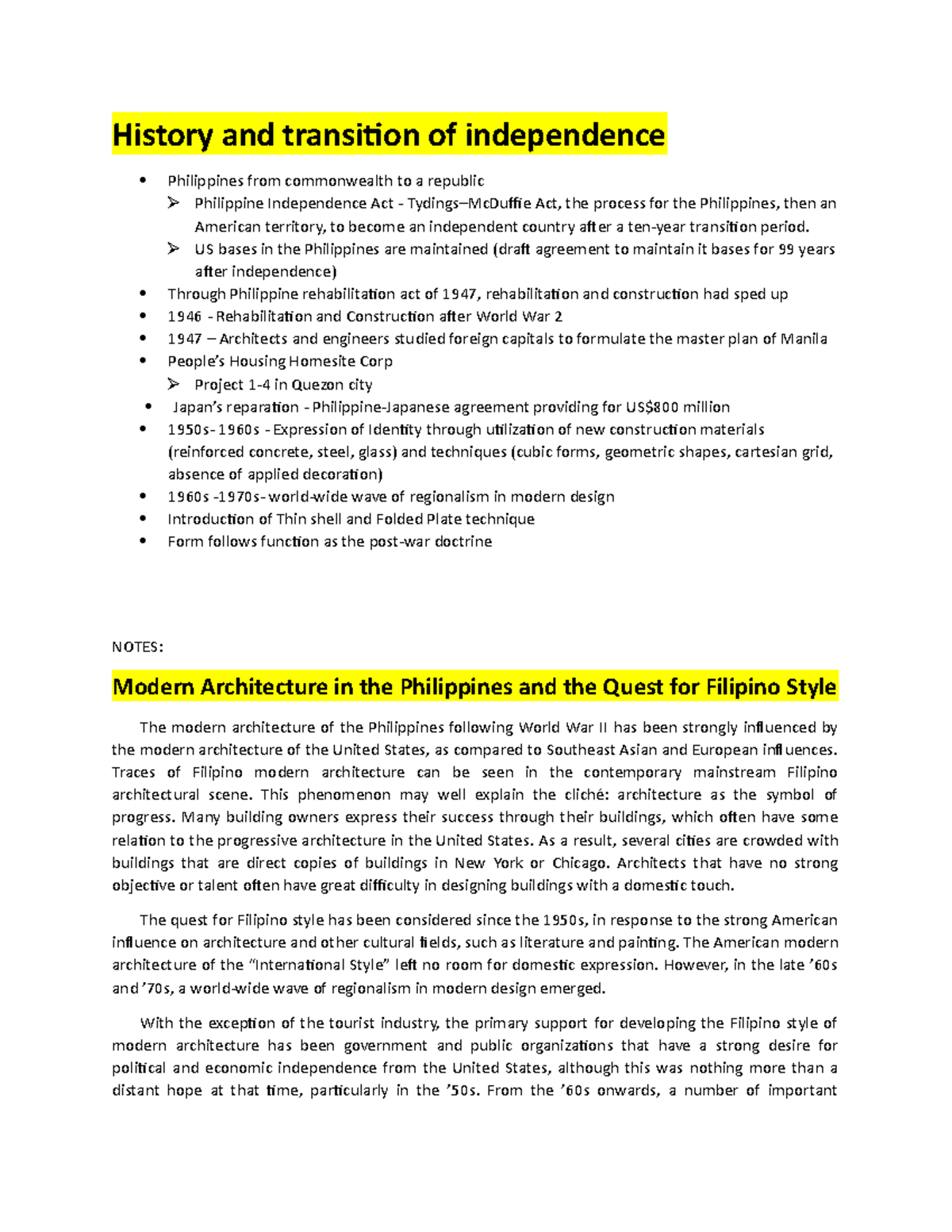 History and transition of independence outline - History and transition ...