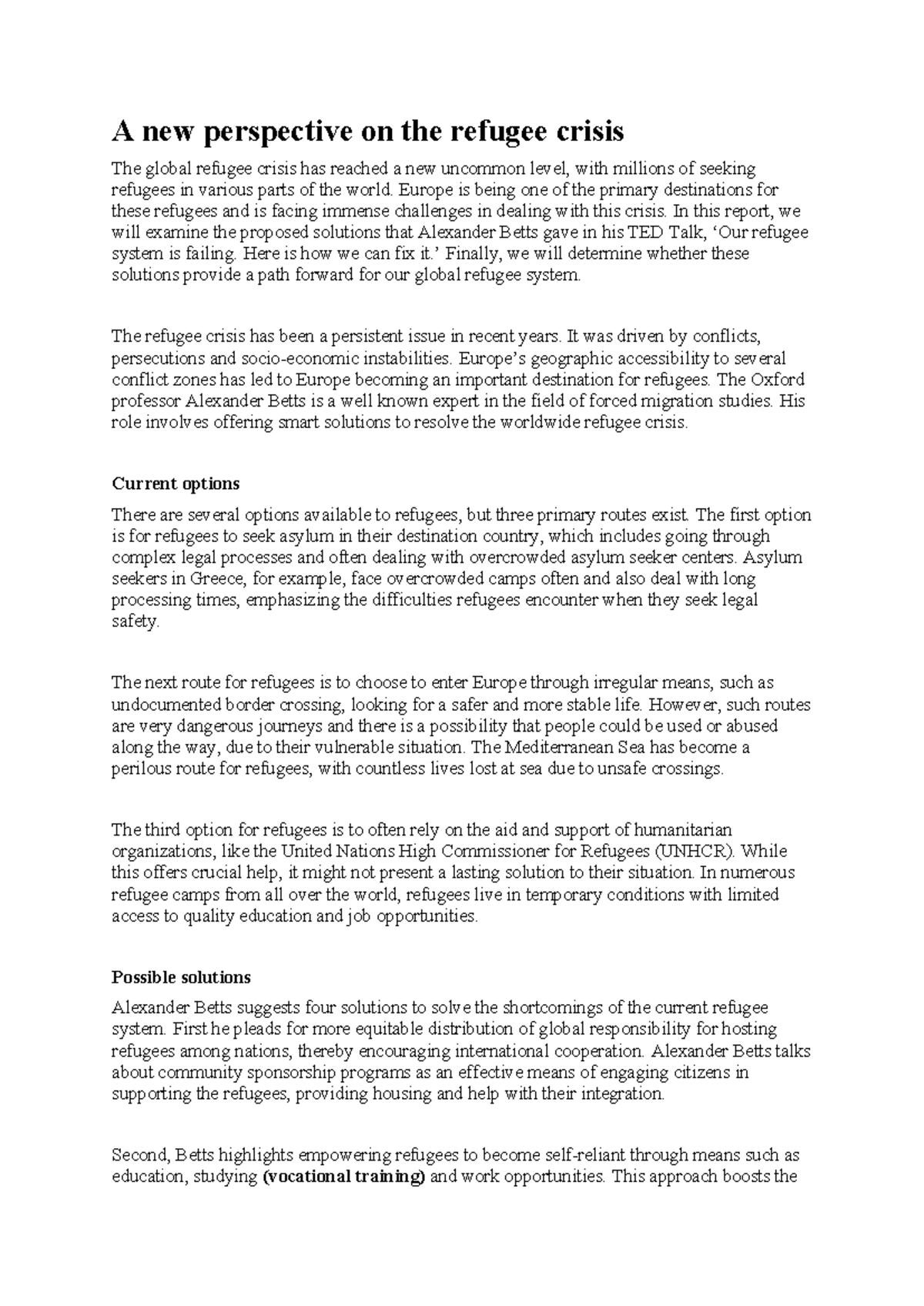 Engels Writing Opdracht: Rapport 3 over TED Talk van Alexander Betts ...