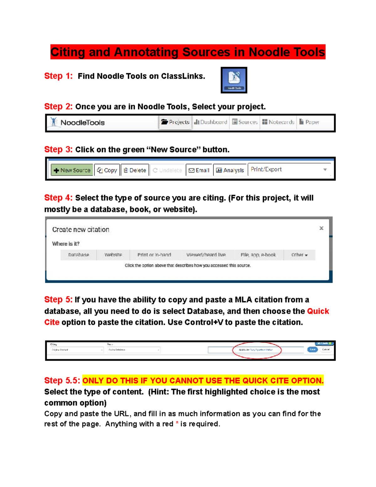 Citing & Annotating Sources in Noodle Tools: A Step-by-Step Guide - Studocu