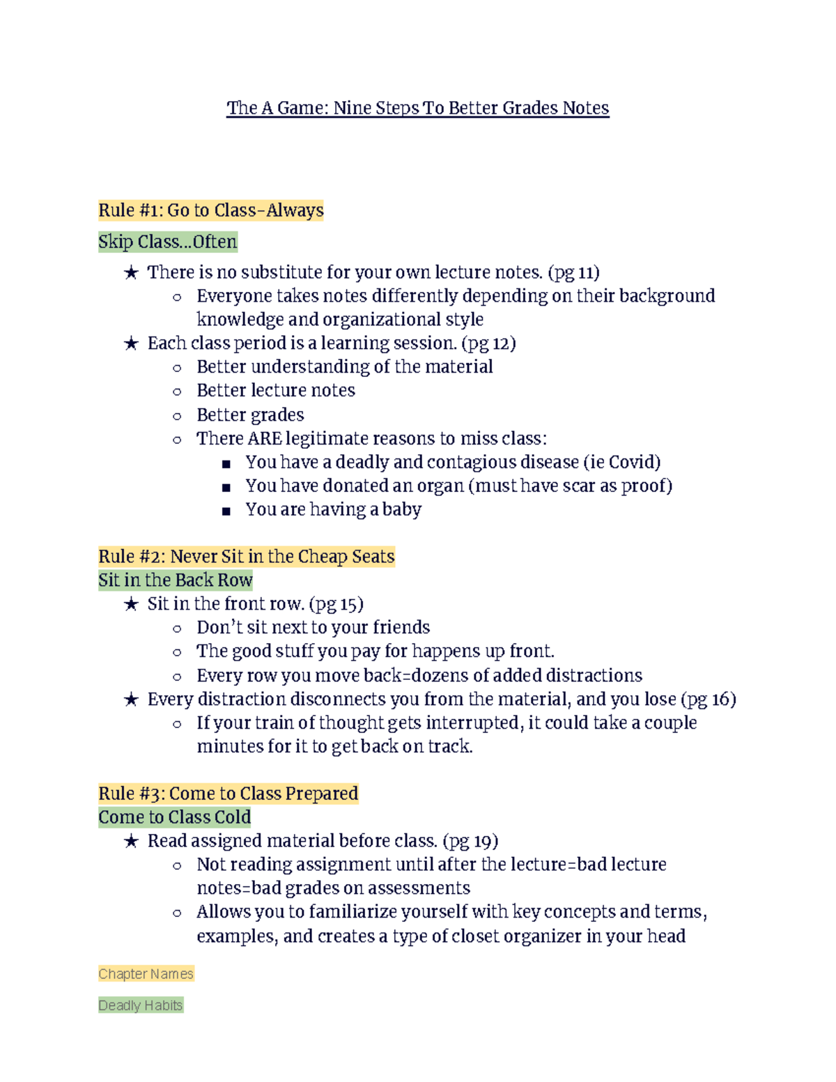 The A Game: 9 Steps to Achieve Better Grades - Study Notes - Studocu