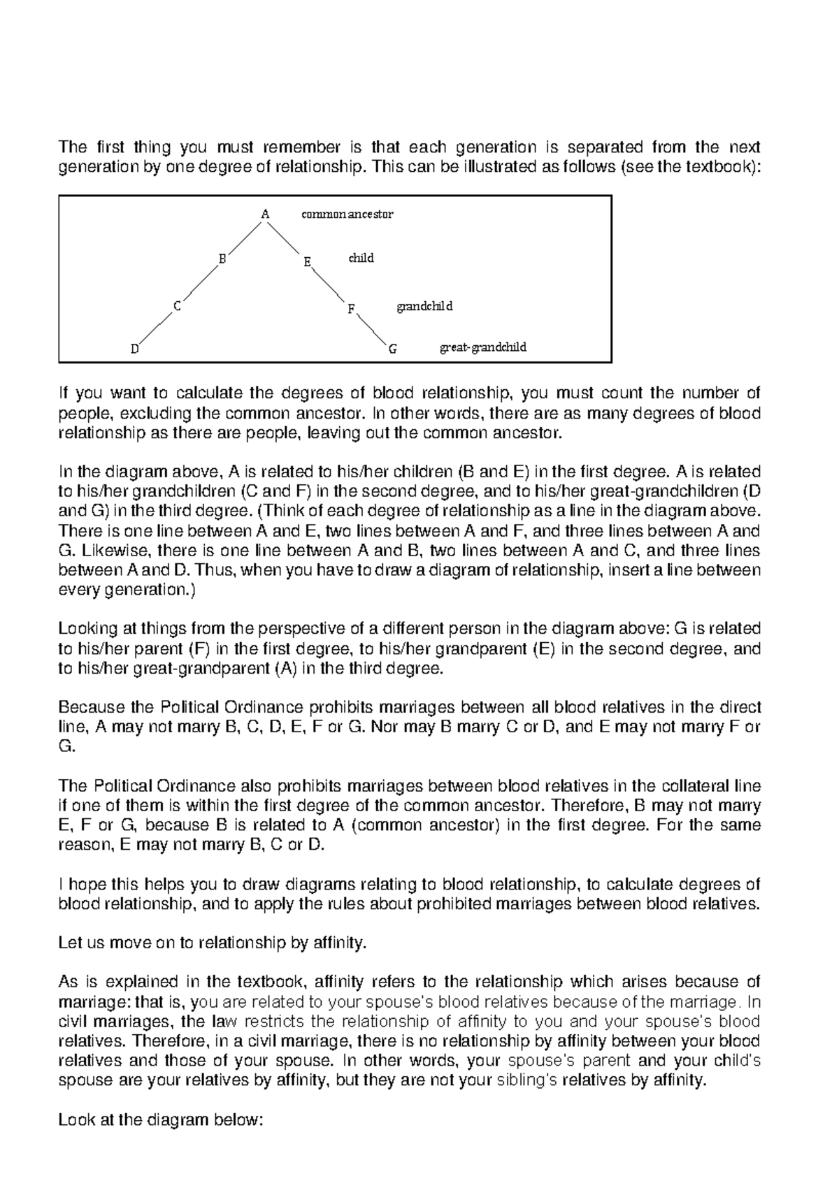 Degrees of relationship - This can be illustrated as follows (see the ...