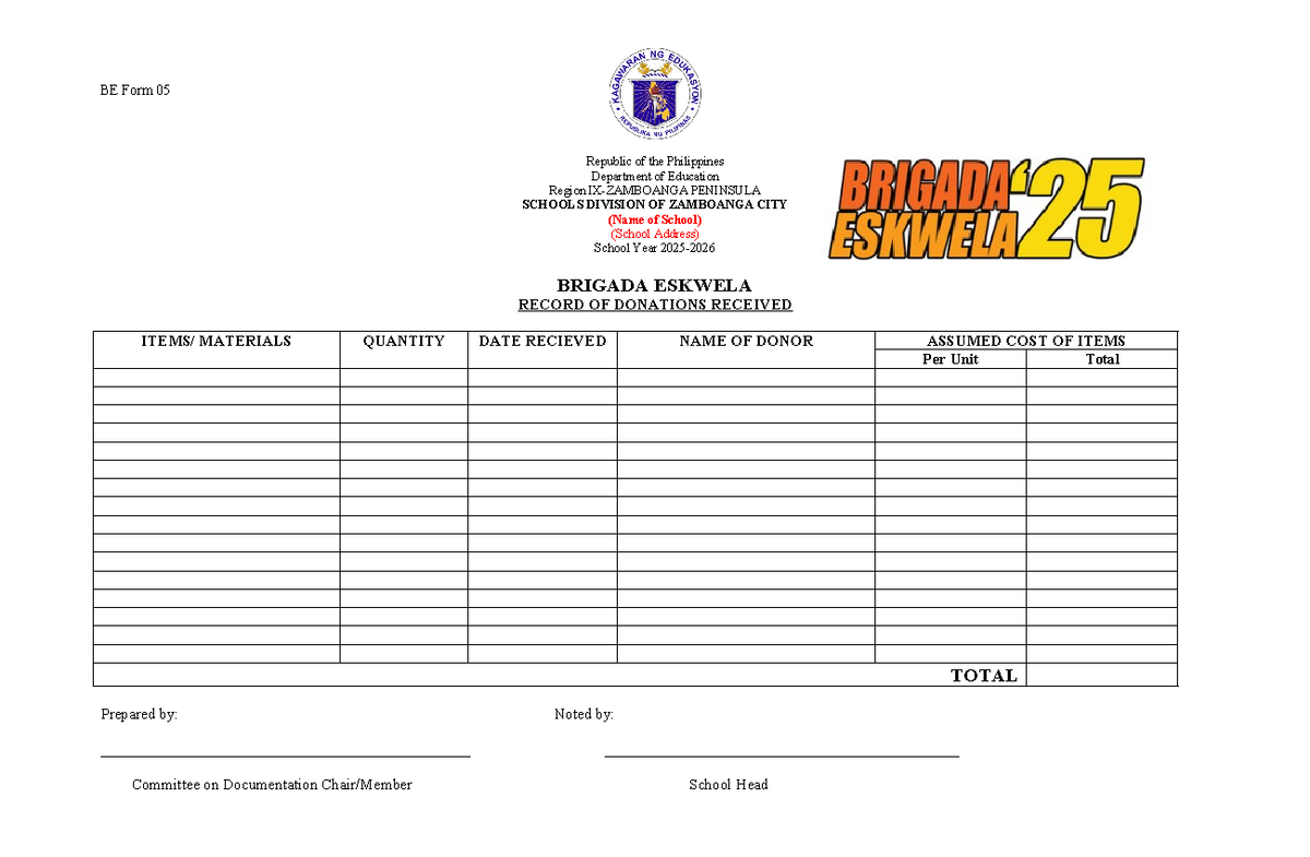 BE-Form-5 - Deeds of donation - BE Form 05 Republic of the Philippines ...