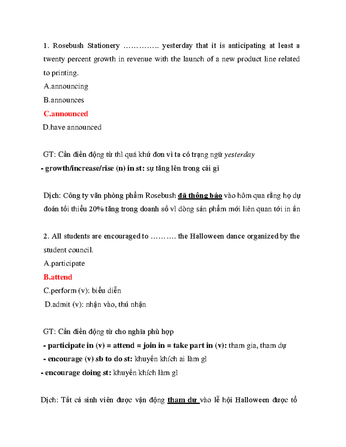 EX VERB - Luyện Tập Động Từ Trong Tiếng Anh - Studocu