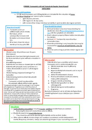 Tranexamic-acid - DRUG STUDY - Tranexamic acid Drug Class ...