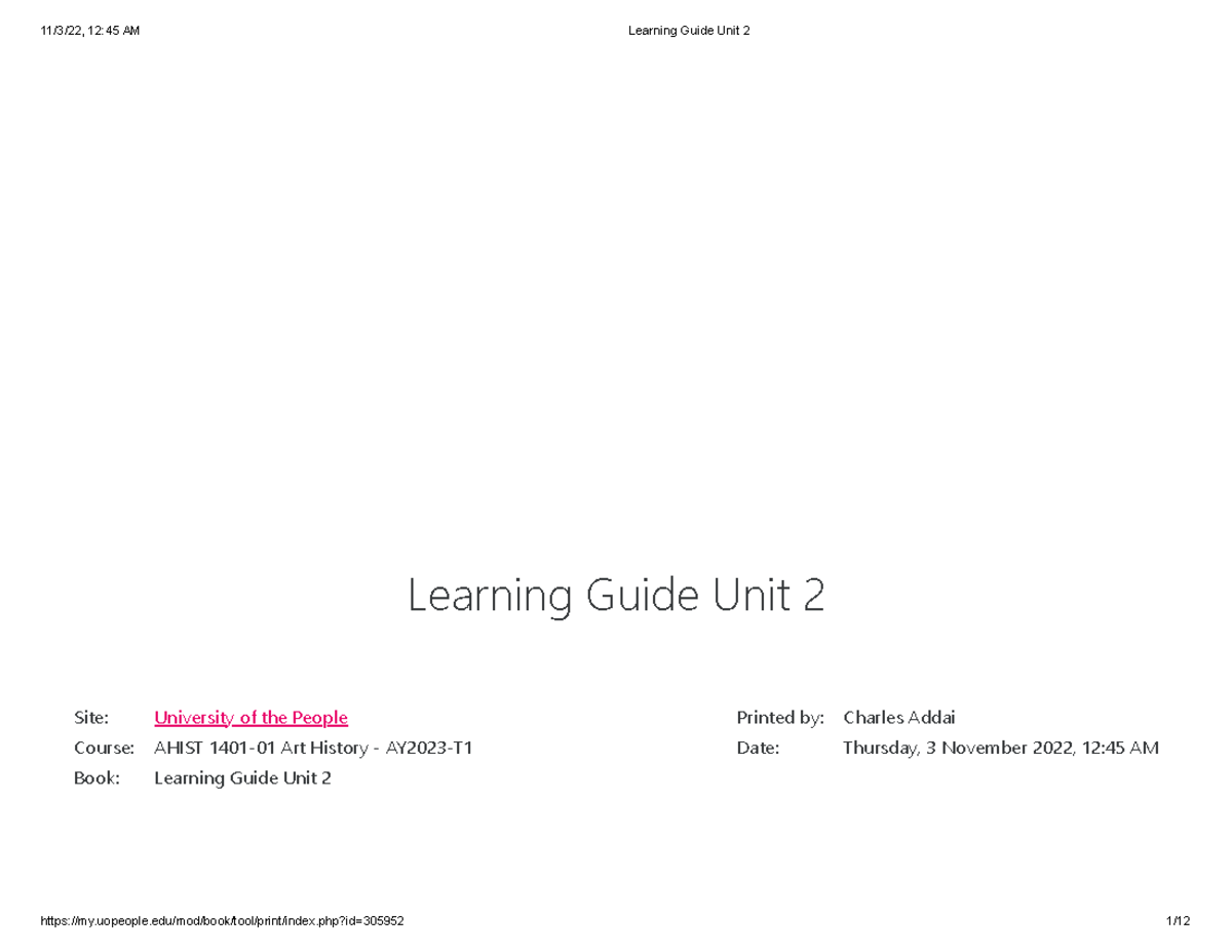 Learning Guide Unit 2 - Best for reference - Learning Guide Unit 2 Site ...