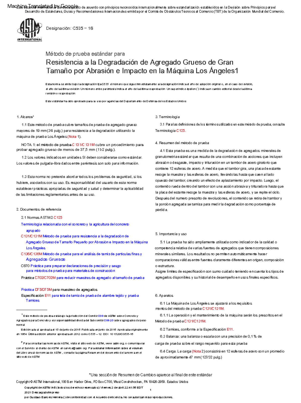 ASTM C535 - Estándar de Resistencia a la Degradación por Abrasión en ...