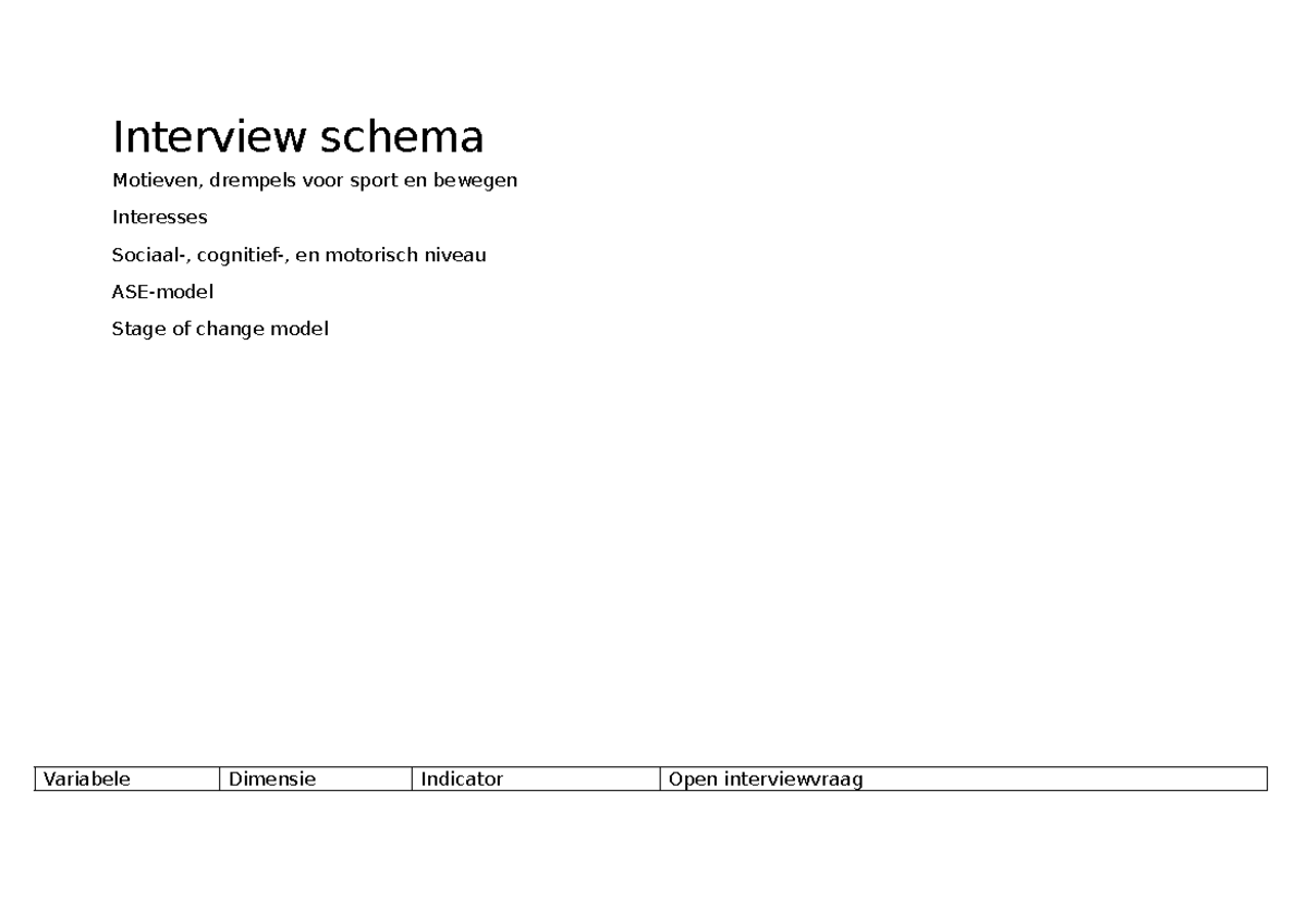 Interviewschema Onderzoek Langstuderende MBO'ers: Motieven en Drempels ...