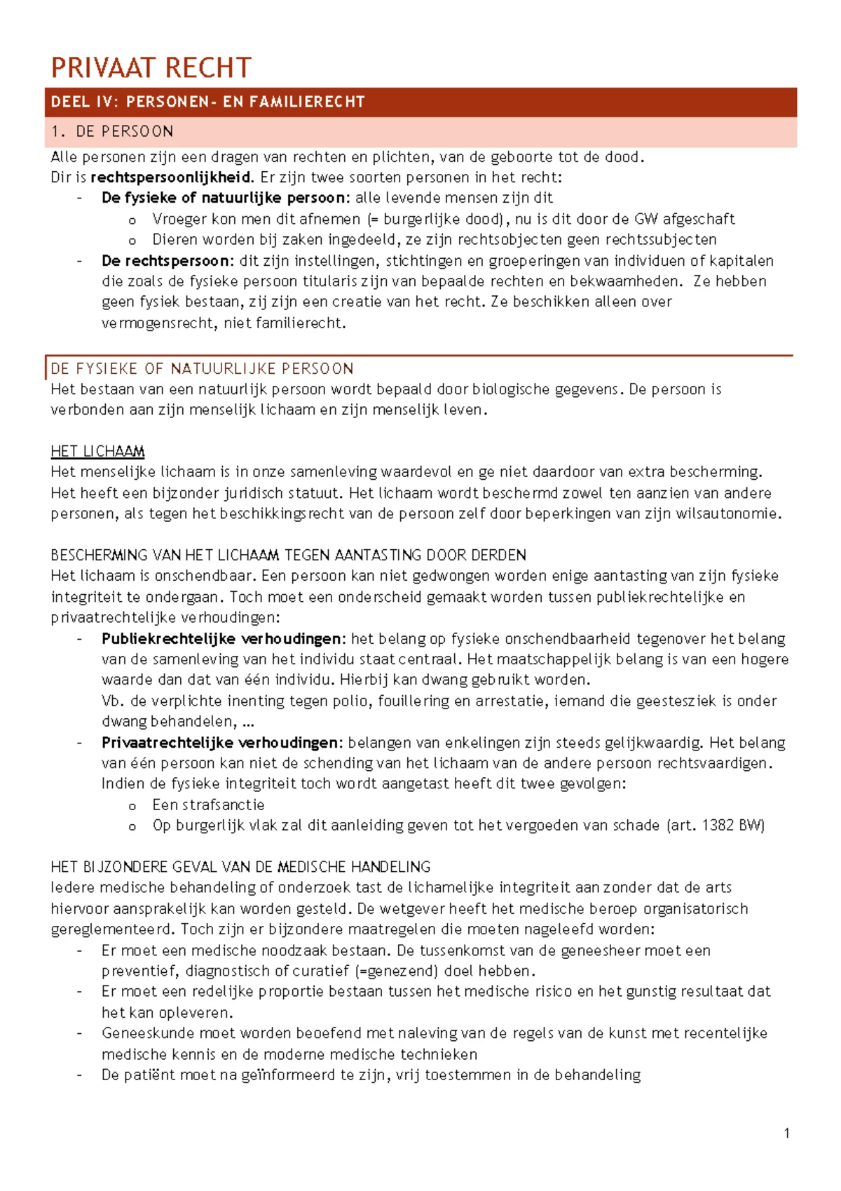 PRIVAAT RECHT HOGENT 1: DE JURIDISCHE PERSOON EN IDENTITEIT 2024-2025 ...