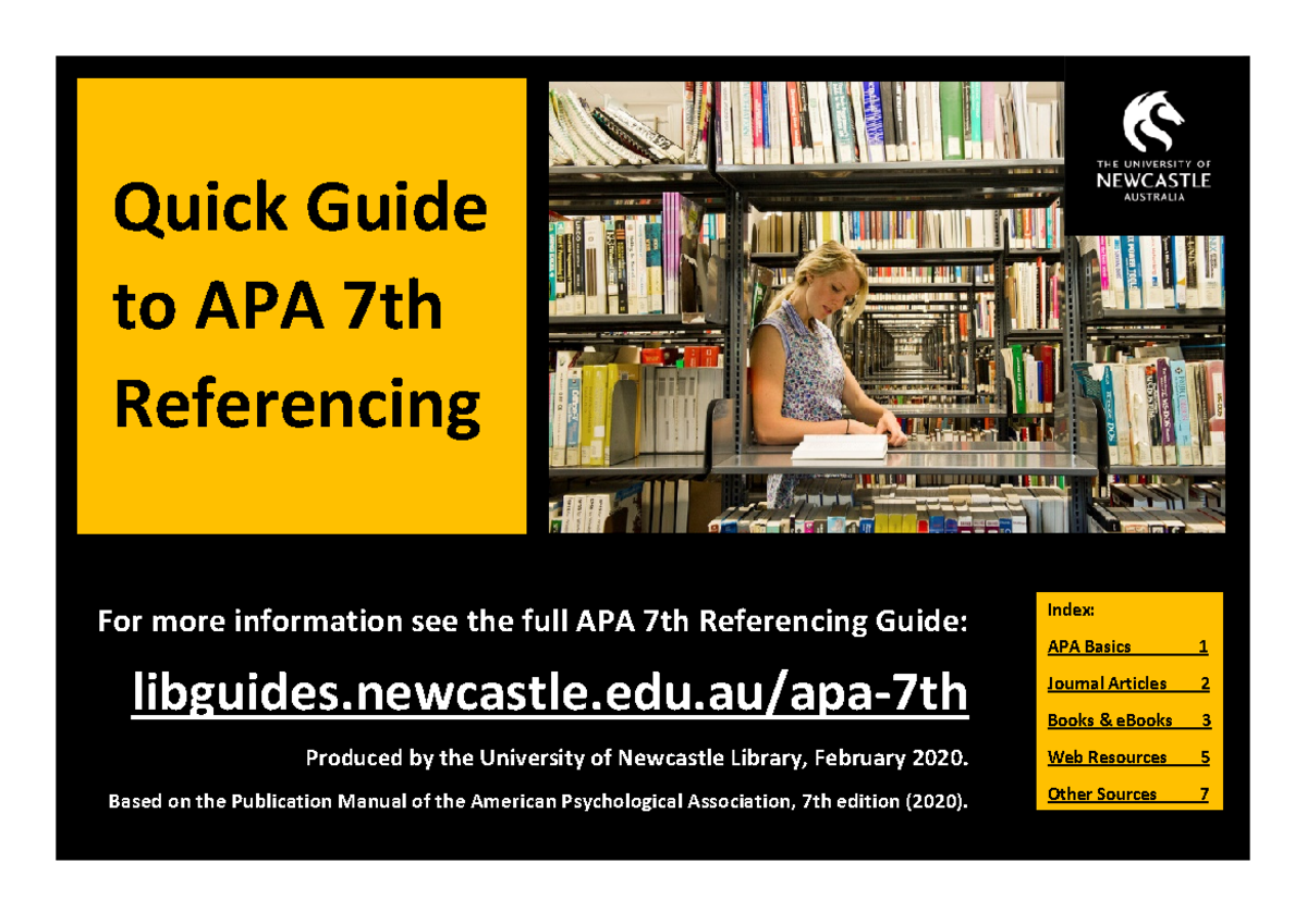 Quick Guide to APA 7 Feb2020 - For more information see the full APA ...