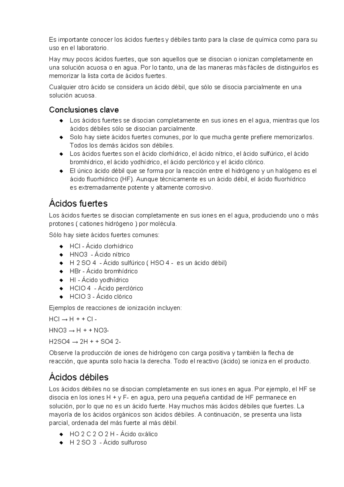 Ácidos Fuertes y Débiles: Claves para Química y Laboratorio - Studocu