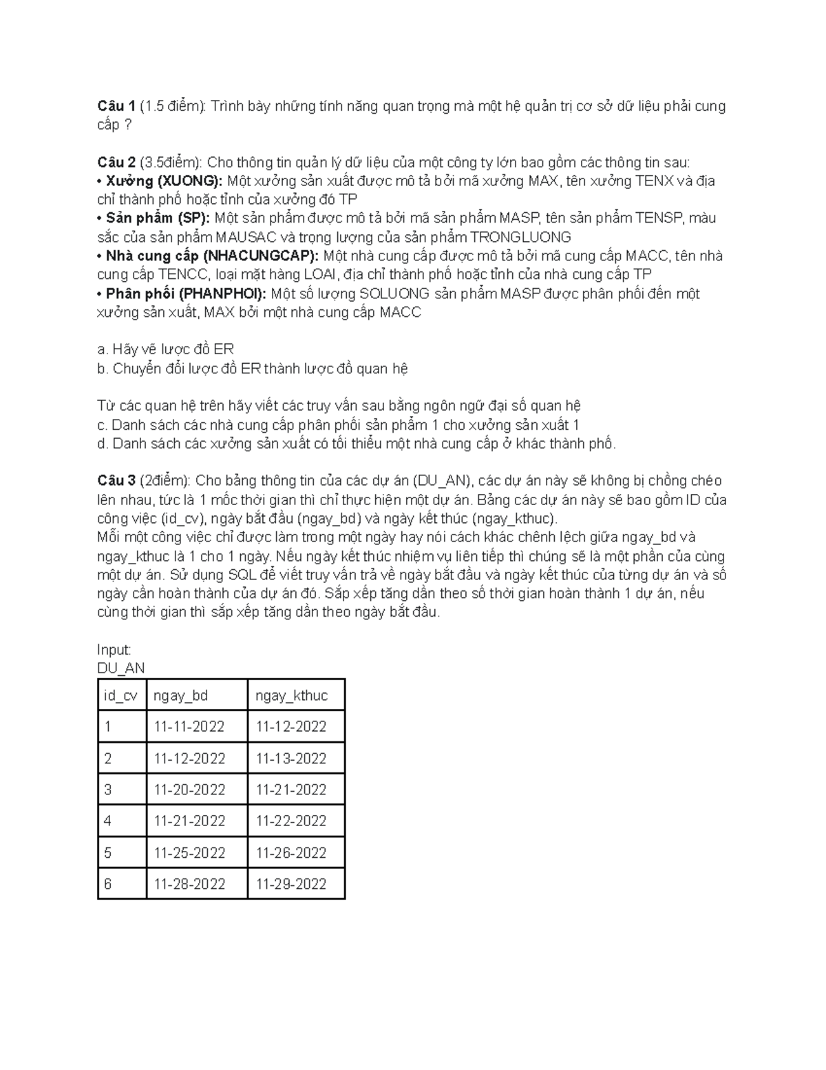 D19 ĐỀ 2 CUỐI KỲ: Tính Năng Hệ Quản Trị Cơ Sở Dữ Liệu và Truy Vấn SQL ...