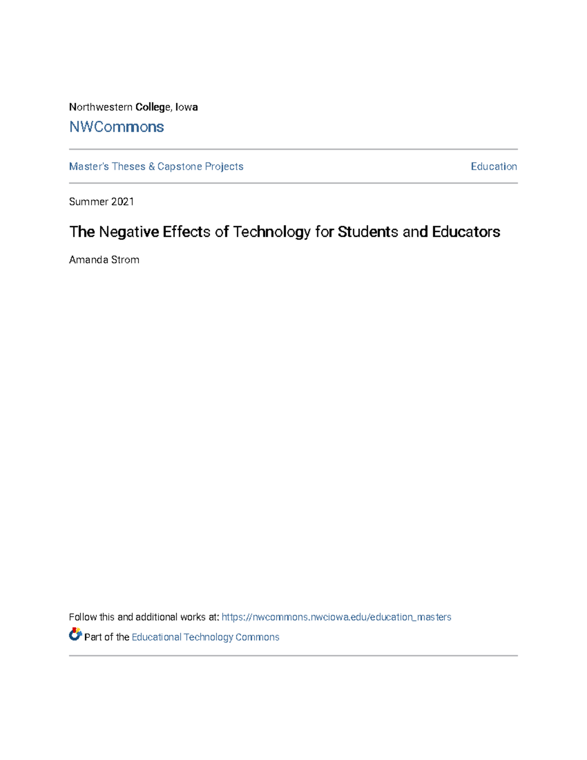 The Negative Effects of Technology for Students and Educators - nwciowa ...
