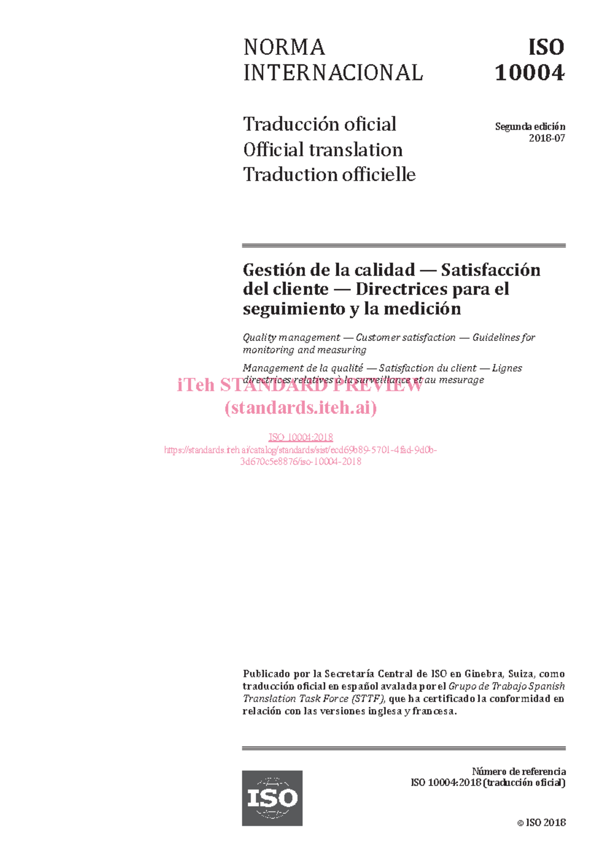 ISO 10004:2018 - Directrices para Seguimiento y Medición de la ...