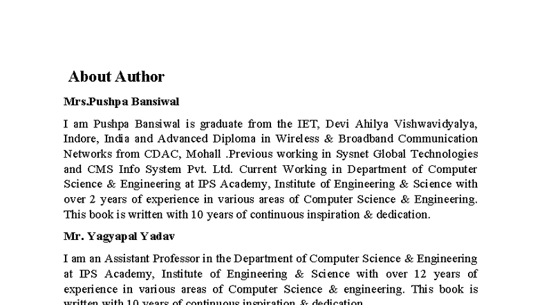 About the Authors: Insights from Computer Science Experts - Studocu