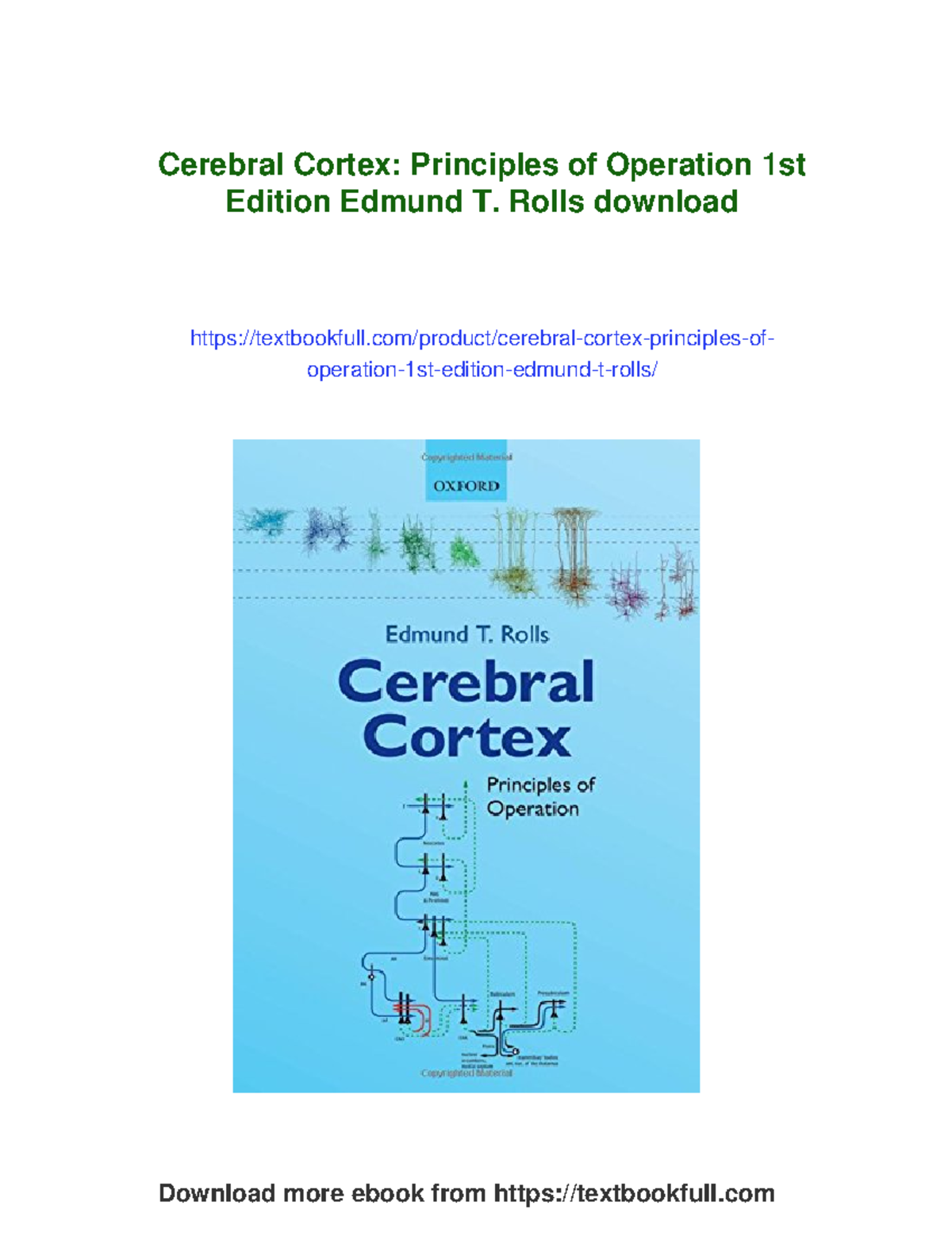 Cognitive Neuroscience: Principles of Cerebral Cortex Operation - Studocu