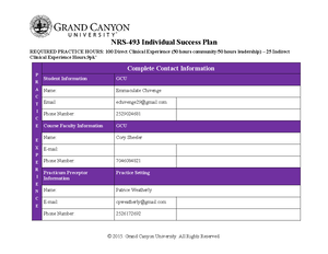 NRNP 6665 Week3 Assignment 2 - Week 3 Assignment 2: Study Plan Student ...