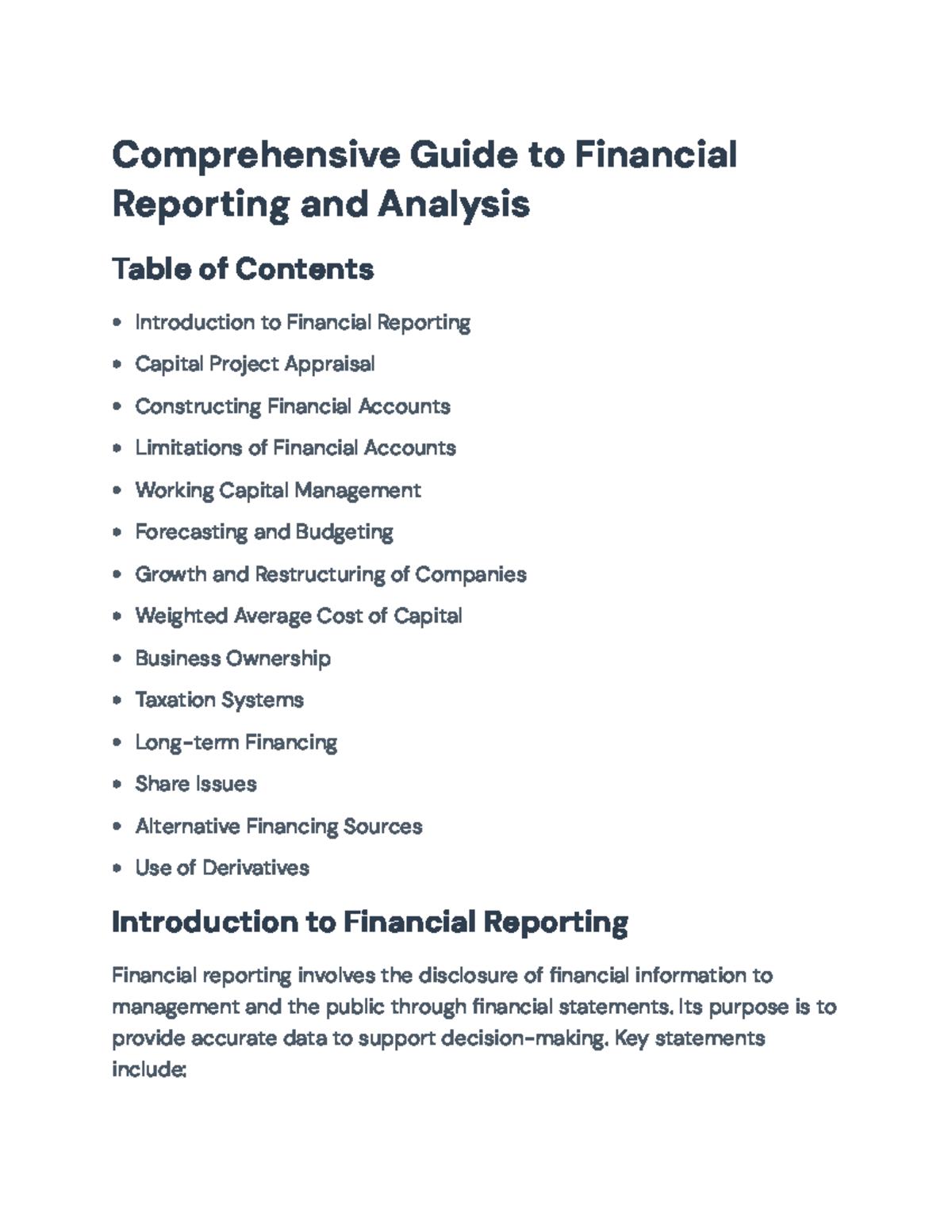 Comprehensive Financial Reporting and Analysis Guide for Finance ...