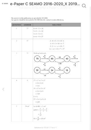 Seamo 2018 Paper C WITH Solutions - MA1301 - Studocu