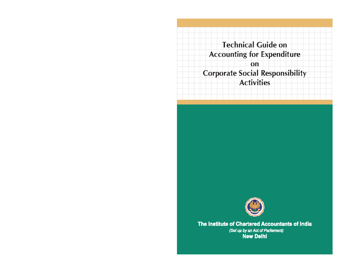 Technical Guide on CSR Expenditure Accounting (ICAI) - July 2020 - Studocu