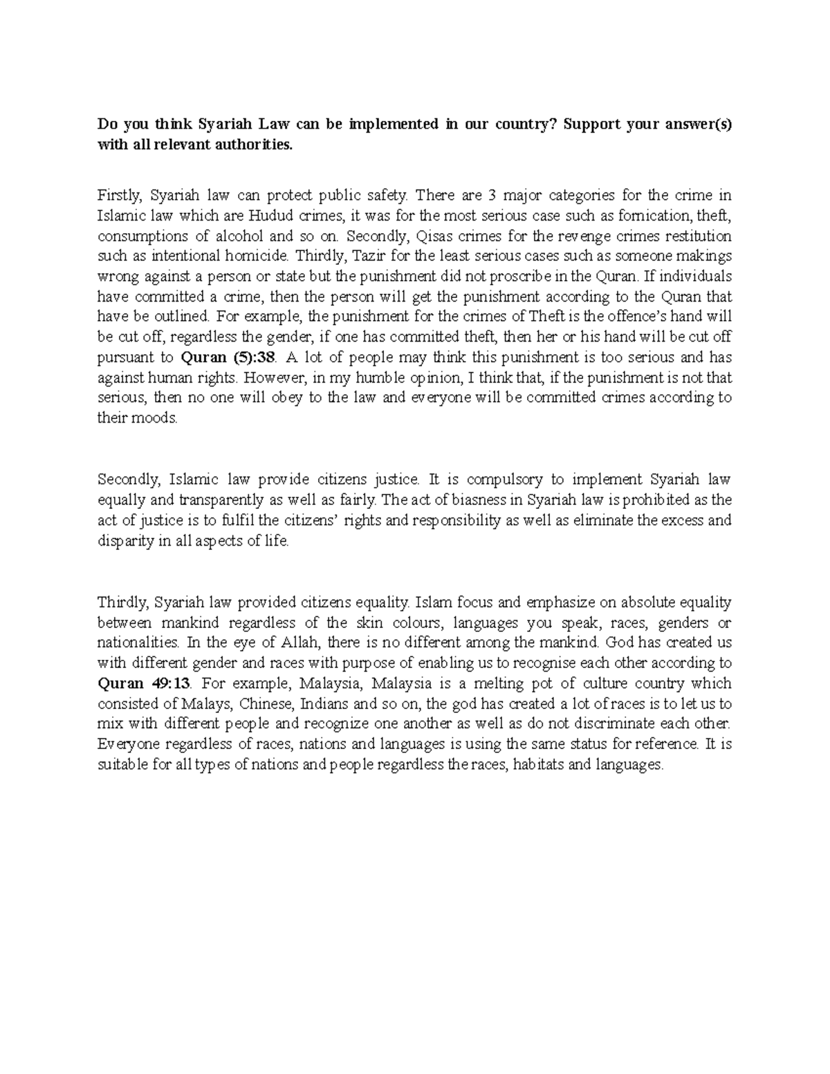 Syariah Law Implementation: A Comprehensive Analysis - Studocu