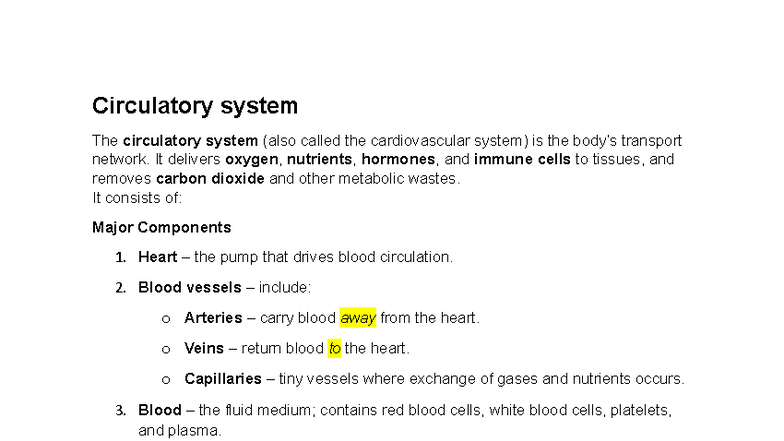 Med Term: Final Exam Study Guide on Circulatory System - Studocu