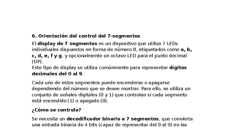 Control del Display de 7 Segmentos: Análisis y Simulación (6-11) - Studocu