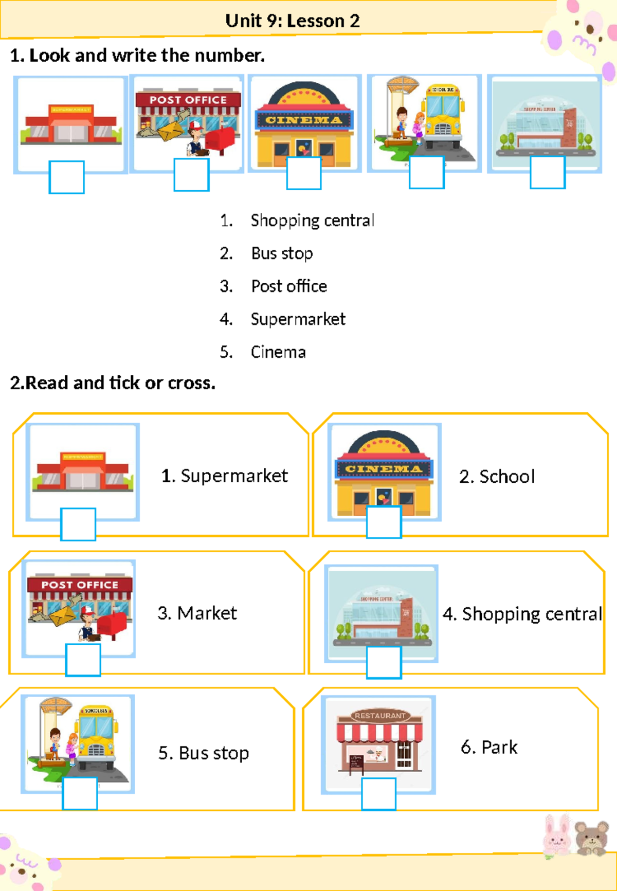 Unit 9: Lesson 2 - Shopping and Locations Activities - Studocu