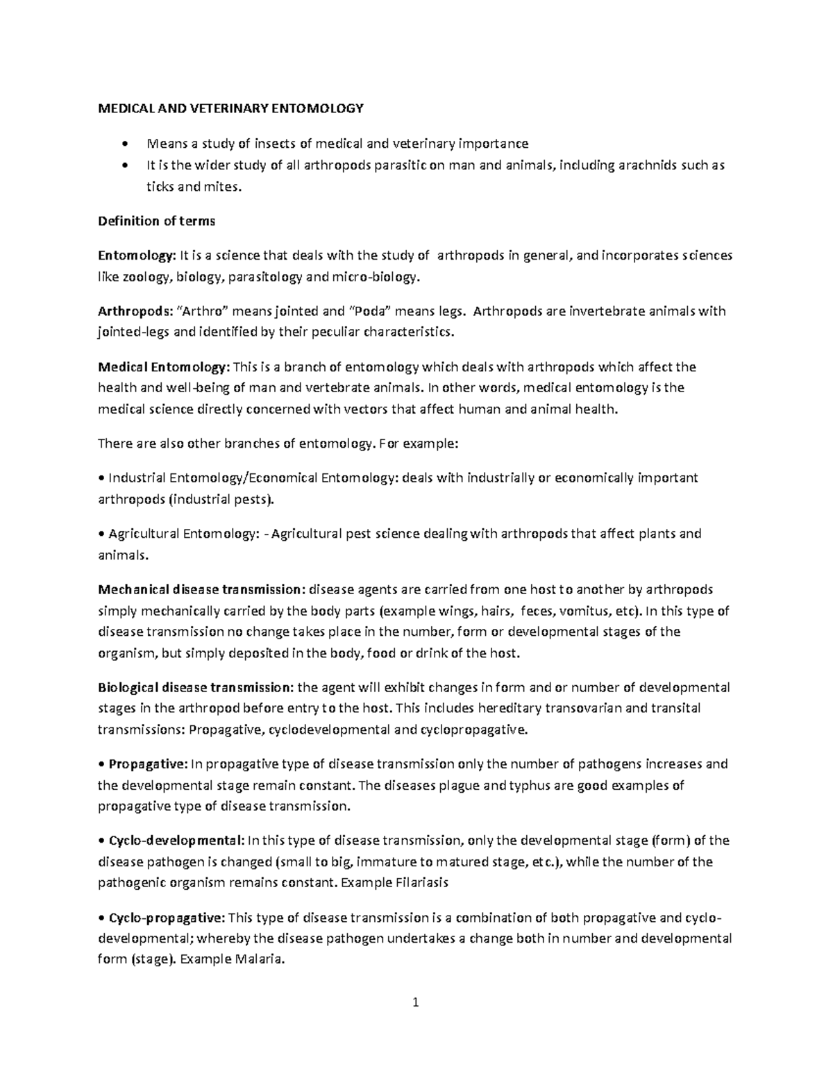 Introduction to Medical Entomology (MED 101): Key Concepts & Issues ...